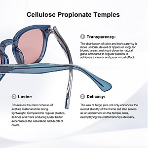 SOJOS Retro Small Round Sunglasses for Men Women Trendy Circle Style UV400 Lenses Unisex Sun Glasses SJ2251, Navy Blue Frame/Light Red Lens