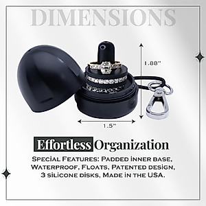Ring Thing® - Ring holder for jewelry, portable ring case, ring organizer, ring storage, waterproof compact portable ring jewelry holder, organizer for stacking rings (Black Onyx)