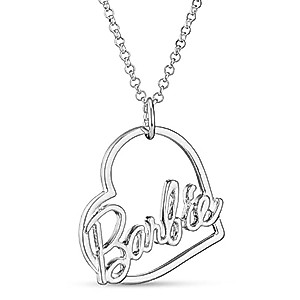 Barbie Script Heart Necklace - Silver