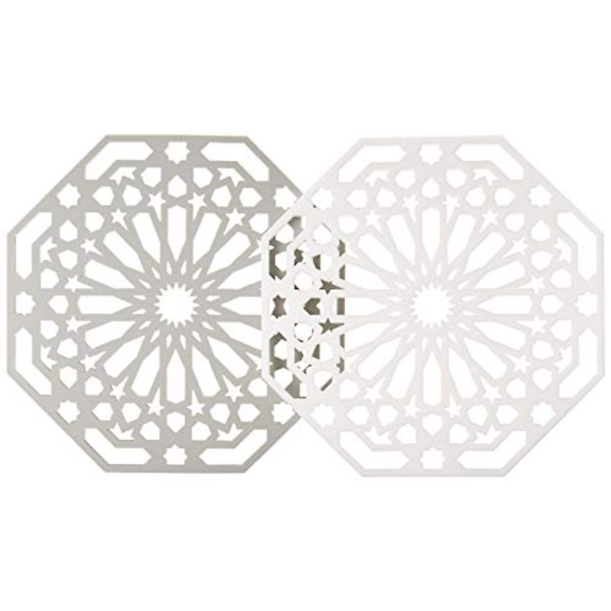 Mintrico Silicone Trivet Mat Pad for Hot Dishes Set of Two (White & Grey Octagon)…