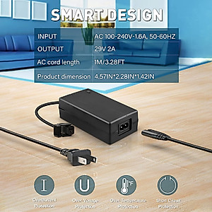 HISPD 2-Prong 29V AC DC Adapter Charger Compatible with Southern Motion FS2900-2000 Recliner Lift Chair Switching Transformer Power Supply Cord Mains PSU AC110-240V