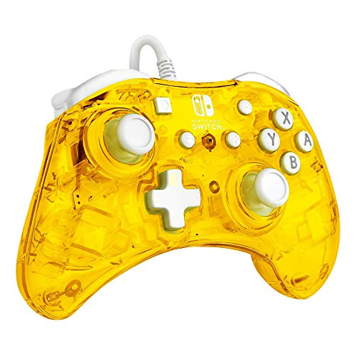 PDP Rock Candy Wired Gaming Switch Pro Controller - Pineapple Pop Yellow / Clear - Licensed by Nintendo - OLED Compatible - Compact, Durable Transparent Travel Controller - Holiday & Birthday Gifts