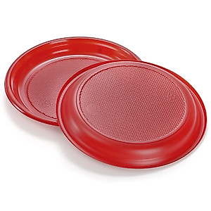 Coloch 200 Pieces 6 Inch Red Disposable Plates, Plastic Dessert Plates Bulk Round Party Plates Multi-Purpose Appetizer Plates for Cake, Dessert, Fruit, Barbecue, Party, Picnic, Wedding