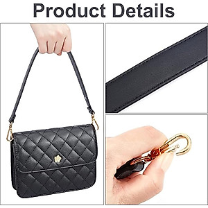 WADORN PU Leather Purse Handle, 15.75 Inch Short PU Leather Bag Strap Thin Shoulder Bag Straps Replacement Handbag Handle Strap Tote Bag Top Strap with Swivel Clasps DIY Purse Making Supplies, Black