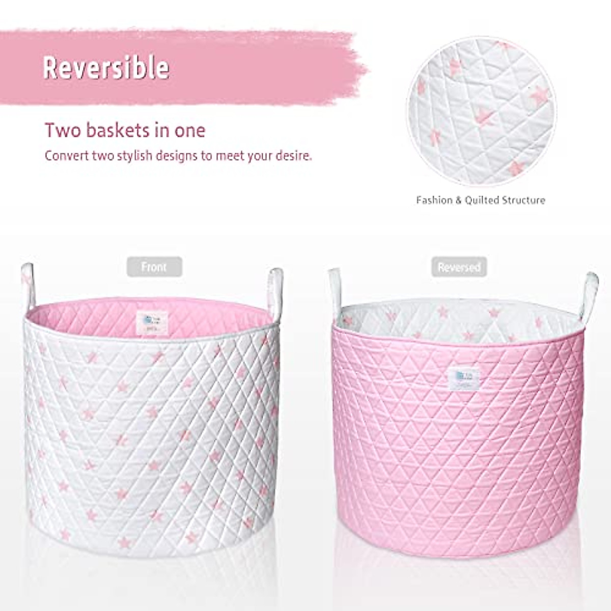 Lulumoon Large Pink Storage Basket Baby Laundry Basket, 17.7" x 15.7"