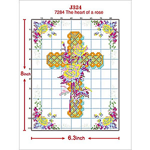 Printed Cross Stitch Kits 11CT 10X14 inch 100% Cotton Holiday Gift DIY Embroidery Starter Kits Easy Patterns Embroidery for Girls Crafts DMC Stamped Cross-Stitch Supplies Needlework The Cross Rose