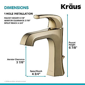 KRAUS Esta Single Handle Basin Bathroom Faucet with Lift Rod Drain in Brushed Gold, KBF-1211BG