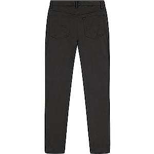 IZOD Boys' School Uniform Twill Khaki Pants, Flat Front & Comfortable Waistband, Black 5-Pocket, 16 Husky