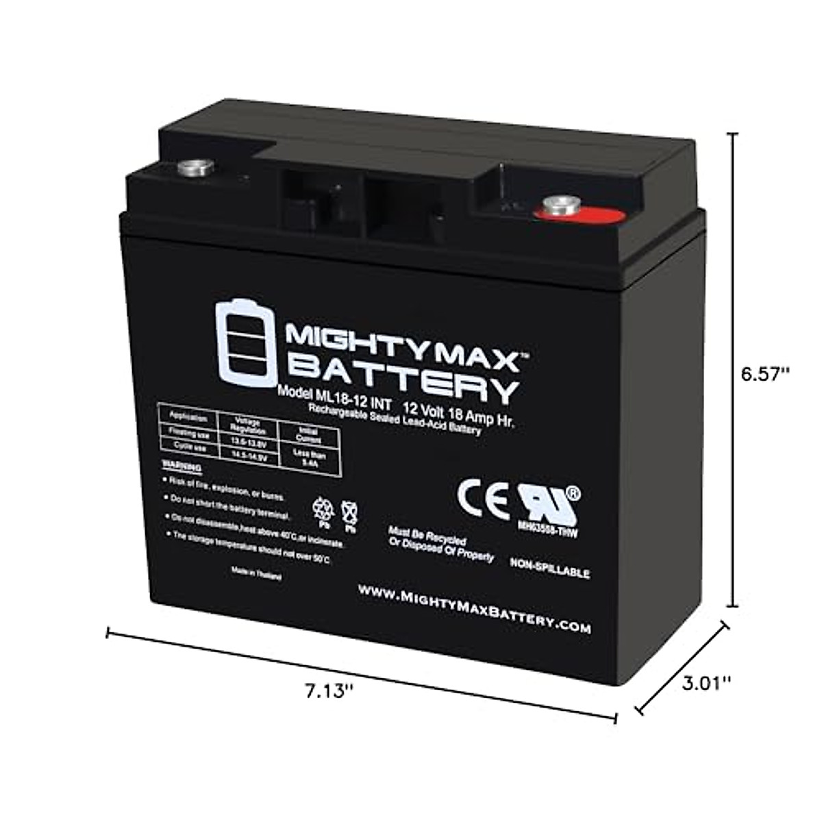 Mighty Max Battery 12V 18AH SLA Internal Thread Battery for Schumacher PSJ-2212