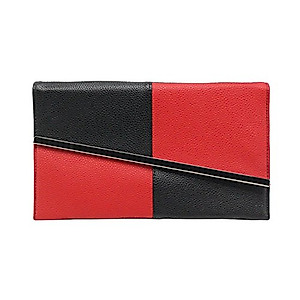 P&R Women's Stitching Envelope Fashion Evening Clutch Bag Party Prom Wedding Purse - Best Gife For Women (Red)