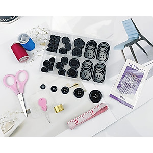 Wennuo 100Pcs Black Sewing Buttons,4-Hole Craft Buttons, 5 Sizes ,with Compartment Storage Box, Suitable for Sewing,Suit Coat Shirt Buttons，DIY Decoration (Black)