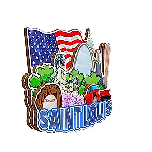 Saint Louis Missouri USA Magnet Fridge Magnet Wooden 3D Landmarks Travel Collectible Souvenirs Decoration Handmade -2797