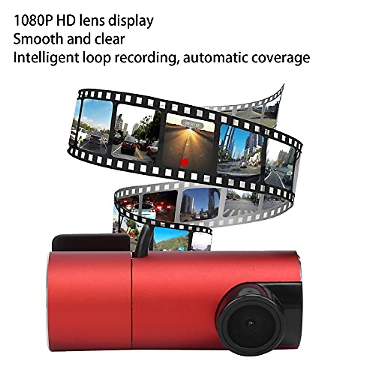 SNOQ Dash Cam for Cars,1080P Full HD WiFi Car Dash Camera USB Starlight Night Vision G-Sensor Loop Recording Motion Detection Parking Monitor,User Friendly Designs (Red)