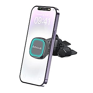 Amicus Magnetic CD Slot Phone Holder for Car, CD Player Cell Phone Mount with Strong Magnet, 360° Rotation Car Phone Mount Compatible with iPhone, Samsung, Galaxy, LG