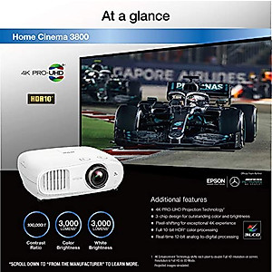 Epson Home Cinema 3800 4K PRO-UHD 3-Chip Projector with HDR