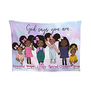 HawSkgFub Baby Toddler Black Girl God Says You are Inspirational Blanket, Nursery African American Afro Melanin Flannel Fleece Swaddling Blankets, Soft Lightweight Kids Newborn Crib Bedding 30 x 40