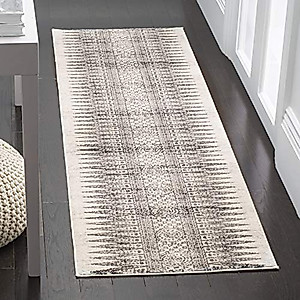 SAFAVIEH Evoke Collection 11' x 15' Ivory/Grey EVK226D Boho Non-Shedding Living Room Bedroom Dining Home Office Area Rug
