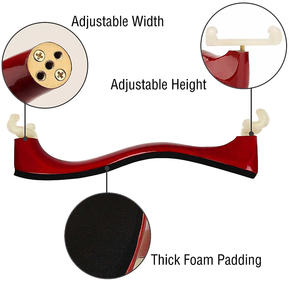 LMS Violin Shoulder Rest for 1/2 Size, Adjustable Shoulder Rest for Violin, with Height Adjustable Feet Comfortable Foam Pad for Kids Adults (1/2)