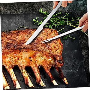 Yardwe 5 Sets Barbecue and Fork Stainless Meat Cooking Fork Meat Fork BBQ Fork Fruit Camping Grill Utensils Knives Smore Kit Barbecue Knives Outdoor Tableware