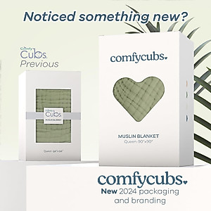 Comfy Cubs Baby Muslin Blanket, Swaddle for Newborns and Toddlers, Large 40” x 40” Cover, 6-Layer Plush Softness for Infant Swaddling, Receiving, or Tummy Time, Shower Gift (Sage, Baby - Muslin)