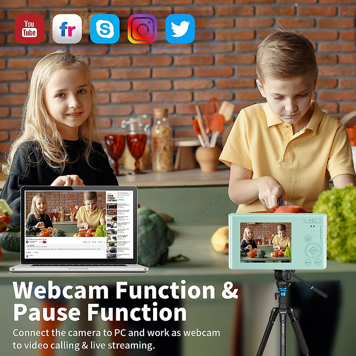 VJIANGER 4K Digital Camera 44MP Point and Shoot Camera with 16X Digital Zoom 2.4 Inch Kids Camera with 32GB SD Card Vlogging Camera for Teens Students Boys Girls Seniors(DC6-X3 Green2)