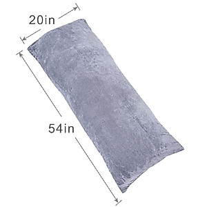 1 MIDDLE ONE Full Body Pillow for Adults, Long Sleeping, Big Pillows Bed, Firm Large with Velvet Cover, 20x54 Inches (Dark Grey)