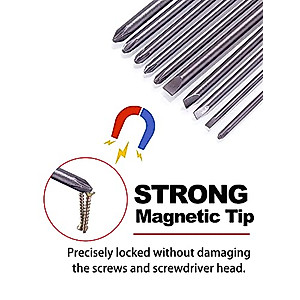 Rocaris 10pcs 1/4 Inch Hex Shank Long Magnetic Screwdriver Bits Set 4 in Power Tools (Slotted+Cross Head)