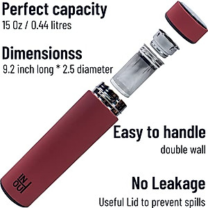 Travel Coffee Mug - 15 oz Stainless Steel Tumbler with Lid, Insulated with Long Infuser for tea also