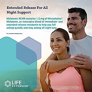 Life Extension Melatonin IR/XR - Immediate & Extended-Release Melatonin - 7 Hours Support - For Uninterrupted Sleep Patterns, Stay Asleep All Night Long - Non-GMO, Gluten-Free – 60 Capsules