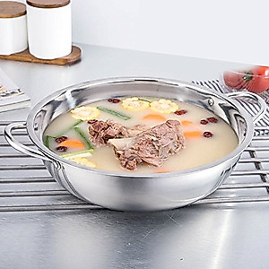 Stainless Steel Shabu Hot Pot Induction Cooker Home Kitchen Cookware Soup Cooking Pots for Cooktop Gas Stove (11.8inch)