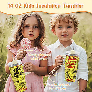 Softball Gifts for Girls 8-12, Softball Tumbler with Handle and Straw for Kids 14 Oz, Insulated Stainless Steel Softballs Cups Stuff, Birthday Gifts for Toddler Girls