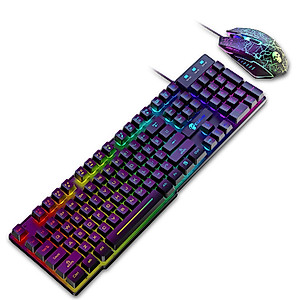 Gaming Keyboard, USB Wired Mechanical Feeling Keyboard with RGB Backlit Gaming Keyboard Waterproof 104Keys for PC Computer Gamer Overwatch Dota for Desktop, Computer, PC