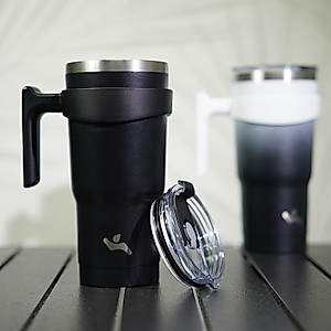 Konokyo 20 oz Tumbler with Handle and 2 Straw 2 Lid, Insulated Water Bottle Stainless Steel Vacuum Cup Reusable Travel Mug,Black