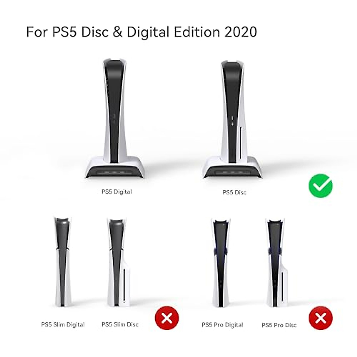 KIWIHOME Cooling Station for PS5 Accessories, Upgraded Controller Charging Station with Magnetic Dongles, Vertical Stand with RGB for Old PS5 Version Only, Not for PS5 Slim and New PS5 Pro