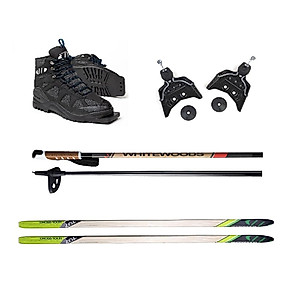 Whitewoods Adult 75mm 3-Pin Cross Country Ski Package, 157cm - Skis, Boots, Bindings, Poles (40, 90-120 lbs.)