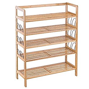 YOUDENOVA Bamboo Shoe Rack,5 Tier Wooden Shoe Shelf Storage Organizer,Perfect for Entryway,Hallway,Closet or Living Room (Natural Bamboo)