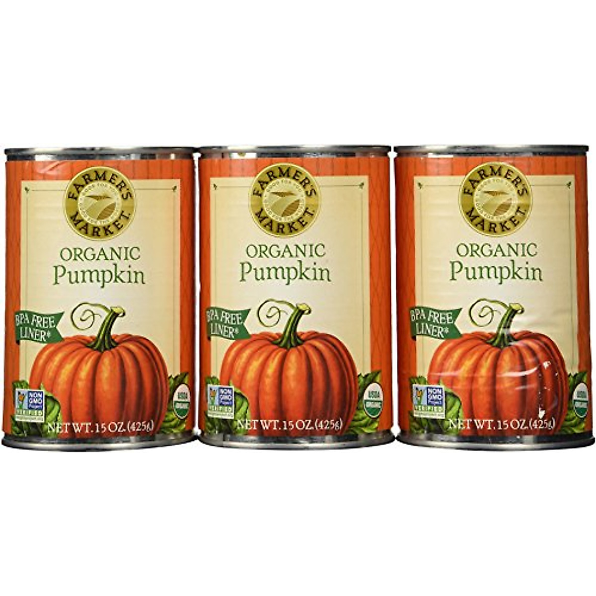 Includes Farmers Market Pumpkin Puree 100% Organic 15oz (Pack of 3)