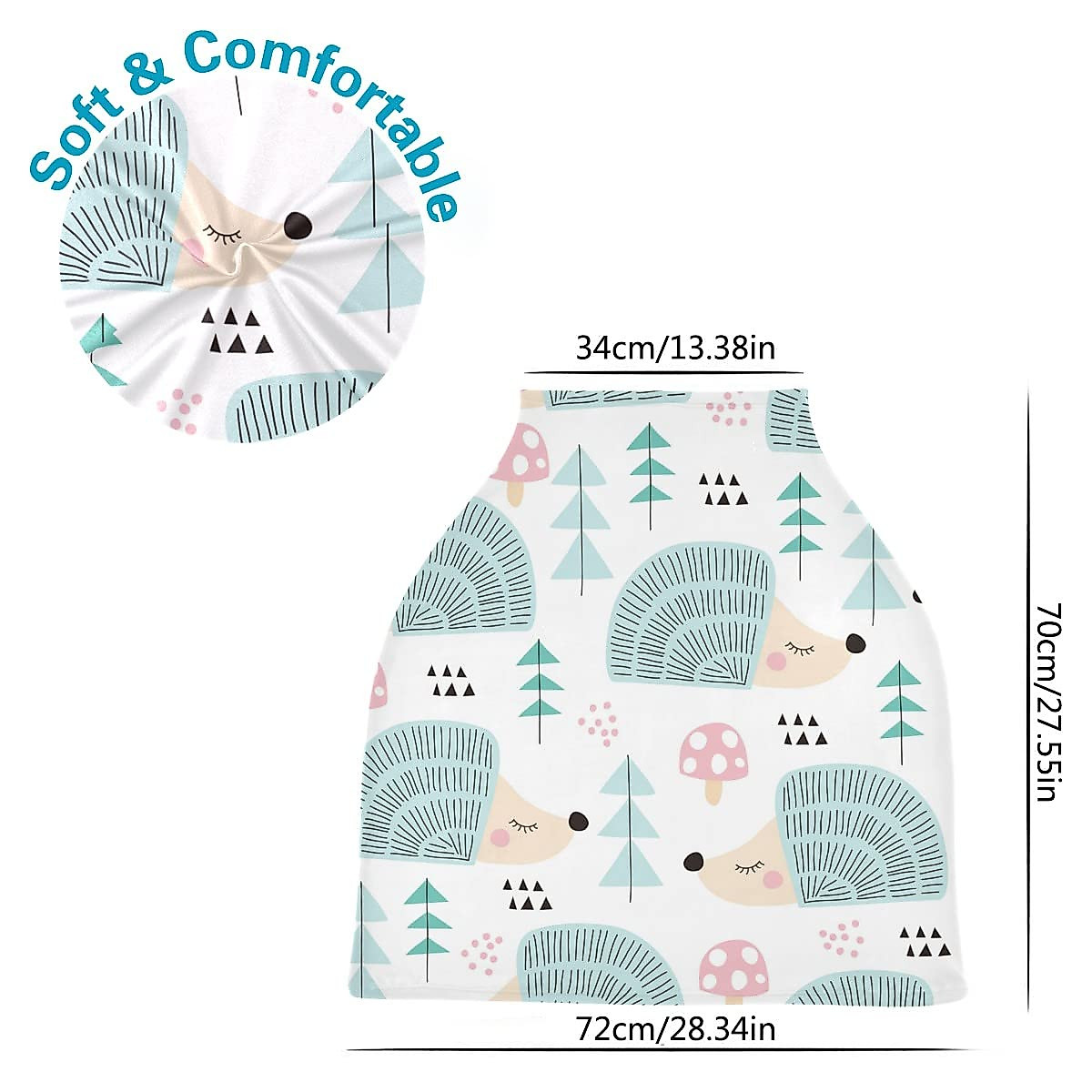 Nursing Cover Breastfeeding Soft Carseat Canopy Cute Hedgehog Multi Use for Baby Car Seat Covers Canopy Shopping Cart Cover Scarf Light Blanket Stroller Cover