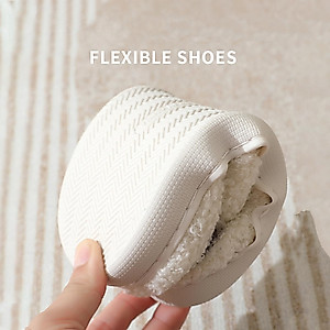 EGAEATU Halloween Slippers for Women,Soft Plush Comfy Halloween Pumpkin Slippers Slip-on Cozy Indoor Outdoor Slippers Fluffy house slippers for Women Men-White