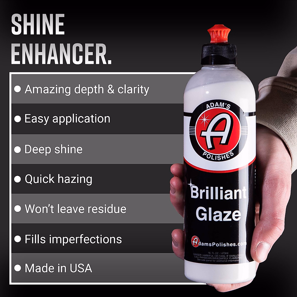 Adam's Polishes Brilliant Glaze 16oz - Amazing Depth, Gloss and Clarity - Achieve that Deep, Wet Looking Shine - Super Easy On and Easy Off