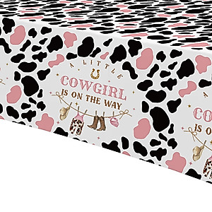 Xigejob Western Cowgirl Baby Shower Tablecloth Decorations, Disposable Little Cowgirl Baby Girl Table Decorations Table Cover, Wild West Rodeo Baby Shower Supplies Table Cloth - 3 Pack (54in x 108in)