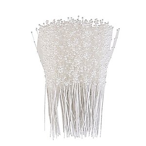 ULTNICE 100Pcs White String Pearls Sticks, Bridal Wedding Pearl Bouquet Artificial Bridal Bouquet Bulk DIY Pearl String Beaded Garland White Bridal Bouquets for Bride Party Decoration