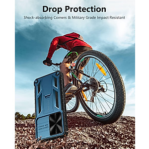 FNTCASE for Samsung Galaxy S23 Case: Military Grade Drop Protection Rugged Protective S23 5G Cell Phone Cover with Kickstand & Slide | Shockproof TPU Matte Textured Sturdy Bumper Cases 6.1'' - Blue