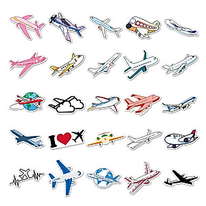 Airplane Stickers 50 Pieces Cartoon Airplane Waterproof Vinyl Decal for Laptop Flask Water Bottle Scrapbook Helmet Cell Phone Skateboard Decor Decal Kids Teen Adult Fashion Stickers