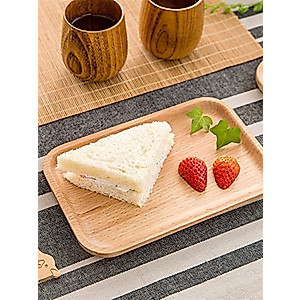 GEEKLLS Breakfast Tray Wooden Tray Solid Wood Rectangular Breakfast Plate Sushi Snack Bread Dessert Barbecue Cake Easy to Carry Multifunctional
