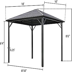 10'X10' Outdoor Hardtop Gazebo Permanent Canopy with Galvanized Steel Single Roof, Aluminum Frame,Curtains and Netting,Can Be Used for Sunshade and Rain Protection On The Garden Backyard Terrace