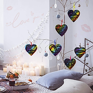 Uniticber 40 PCS Valentines Day Gifts Scratch Art Paper Crafts for Kids, Magic Color Valentine Heart Cards & Art for Kids, Create Rainbow Scratch Off Paper Cards for Classroom Party Supplies