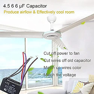 LONYE 5 Wire Ceiling Fan Capacitor Replacement for New TECH CBB61 250VAC 50/60 Hz 4.5 + 6 + 6μF