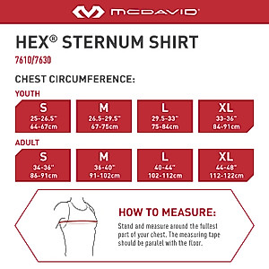 McDavid Chest Protector, HEX Baseball Chest Protector Youth and Adult Sizes, Heart Guard Sternum Protection Compression Shirts, Padded Football Shirt for Lacrosse, Softball, Paintball, Rugby & More