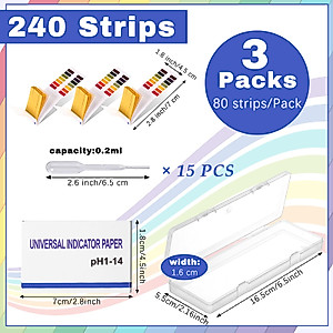 Threlaco pH Test Strips with Test Pipette Droppers and 1 Storage Case Full Range 1-14 Universal pH Test Litmus Paper pH Strips Water pH Tester pH Paper Test Strips for Wine Saliva Urine Soil (3 Pack)